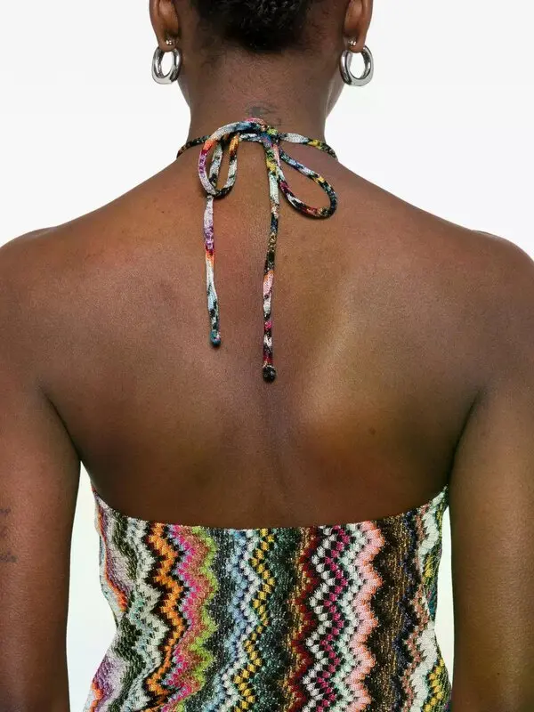 Missoni Chevron Knit Halterneck Drawstring Waist