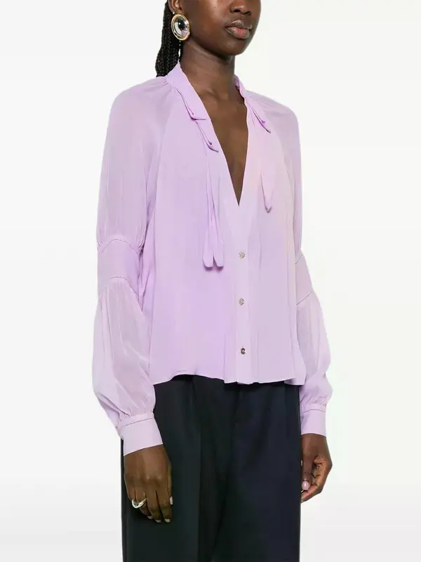 Alberta Ferretti Tie-neck Long-sleeve Shirt
