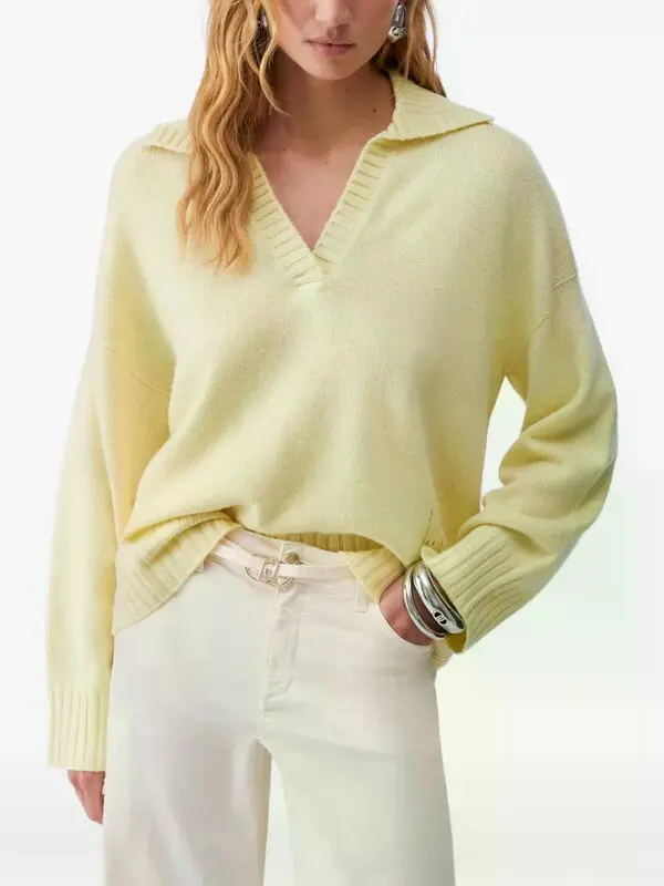 Liu Jo V-neck Logo Sweater - Yellow