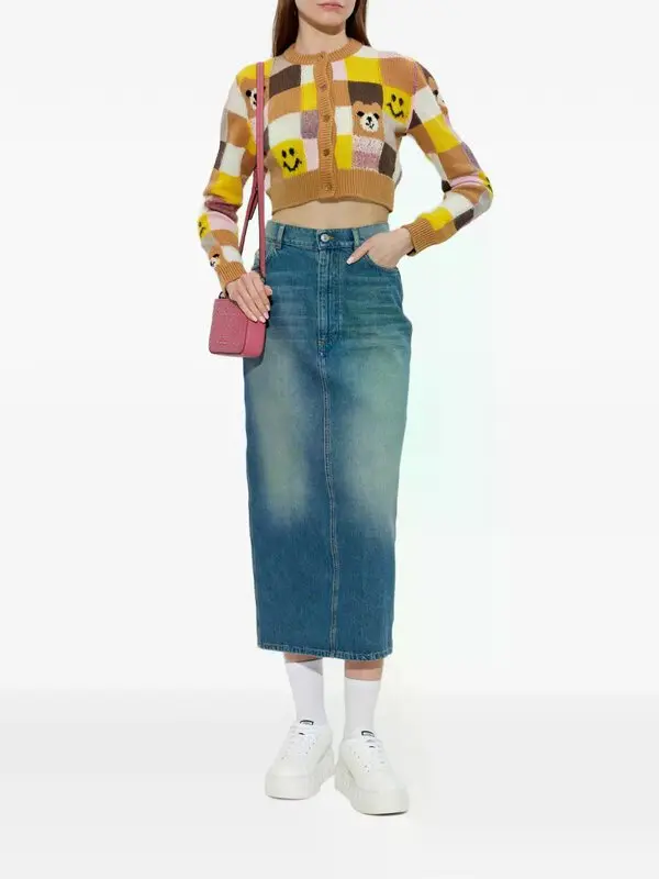 Moschino Label Denim Midi Skirt
