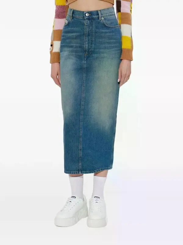 Moschino Label Denim Midi Skirt
