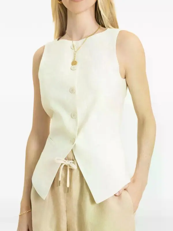 Eleventy Boat-neck Button Top