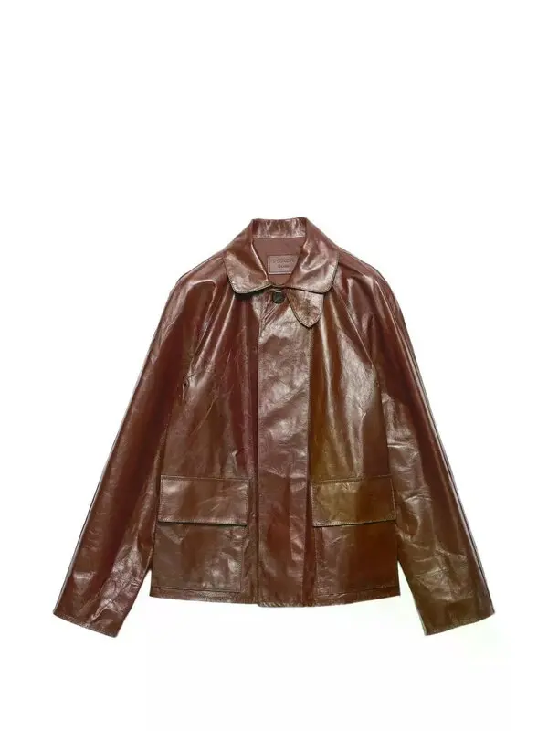 Prada Leather Blouson Jacket - Brown