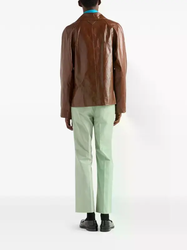 Prada Leather Blouson Jacket - Brown