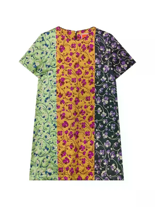 La DoubleJ Swing Tricolor Floral Mini Dress - Green