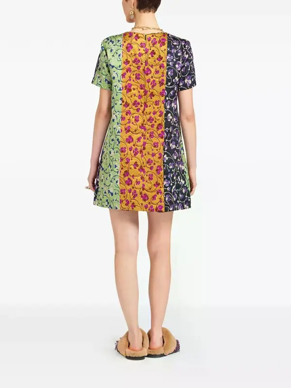 La DoubleJ Swing Tricolor Floral Mini Dress - Green