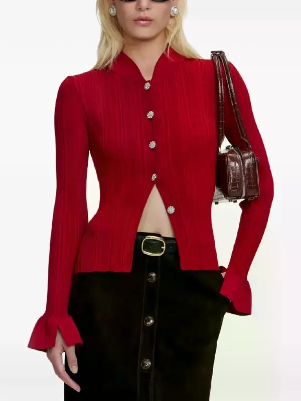SELF-PORTRAIT Ribbed Button Cardigan