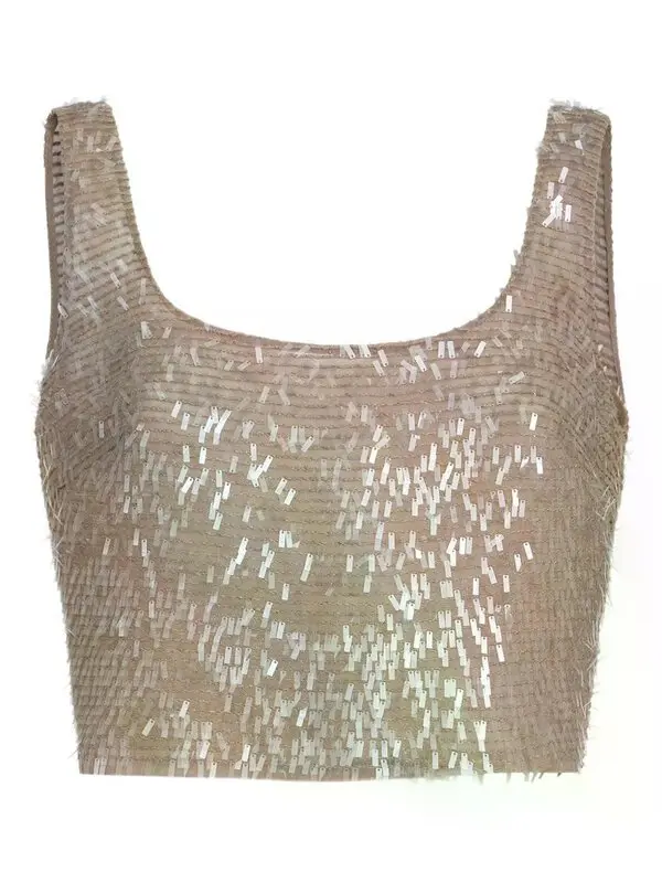 Brunello Cucinelli Cascade-embroidered Cropped Top