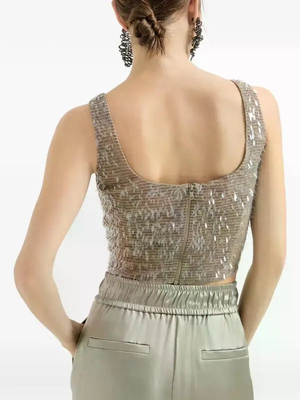 Brunello Cucinelli Cascade-embroidered Cropped Top