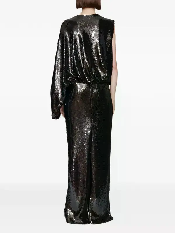 Christopher Esber Opaline Sequin Swaddled V-neck Gown