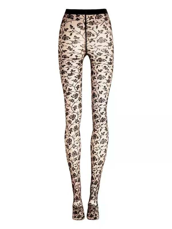 Wolford Rose Floral Tights - Neutrals