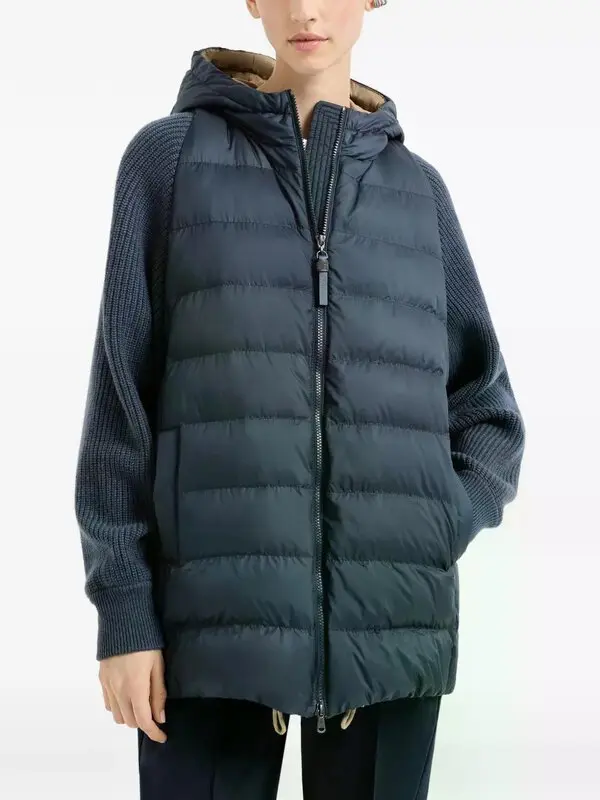 Brunello Cucinelli Hooded Knit-sleeve Jacket
