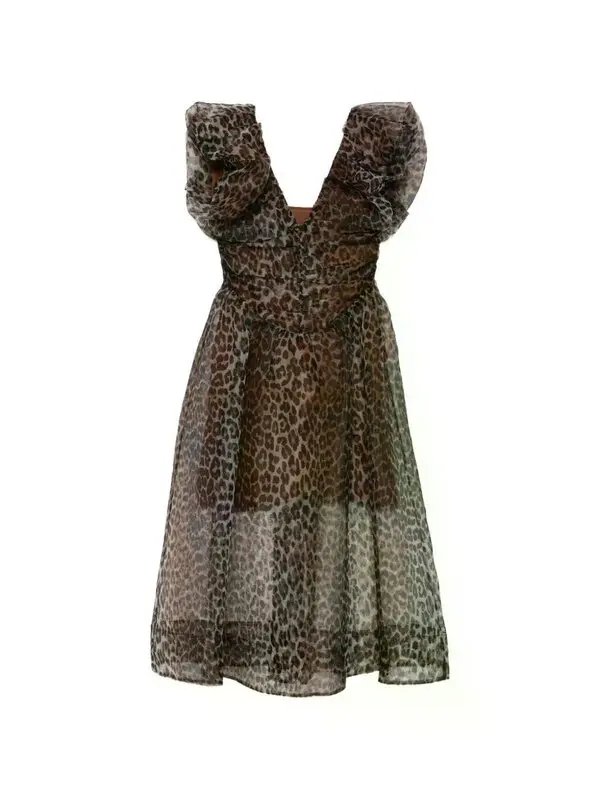 GANNI Animal-print Midi Dress