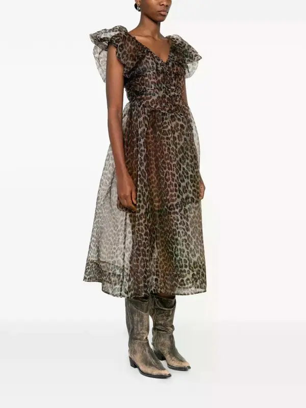 GANNI Animal-print Midi Dress