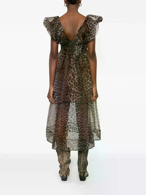 GANNI Animal-print Midi Dress