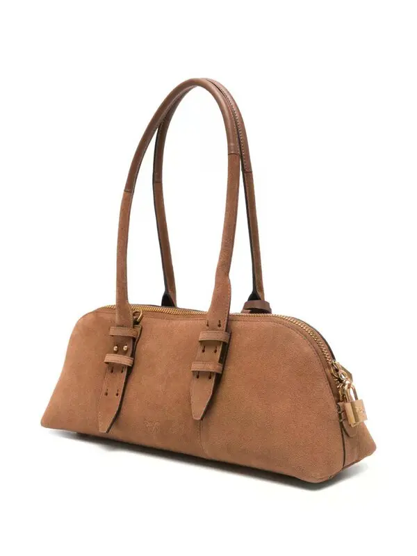 Pinko Large Suede Shoulder Bag - Brown