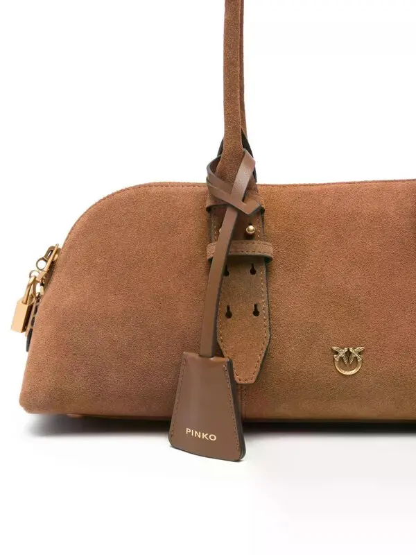 Pinko Large Suede Shoulder Bag - Brown