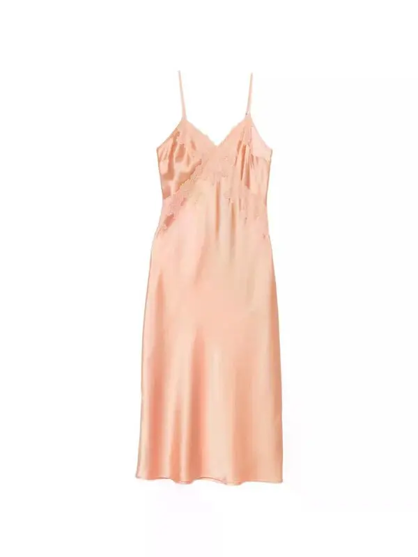 Patrizia Pepe Lace Detail Satin Midi Dress - Pink