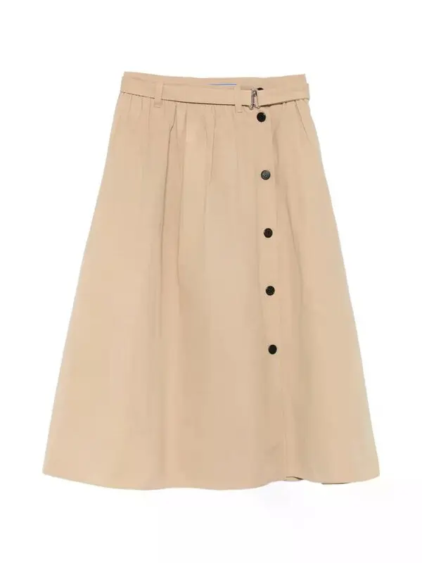 Prada Button Belted Midi Skirt
