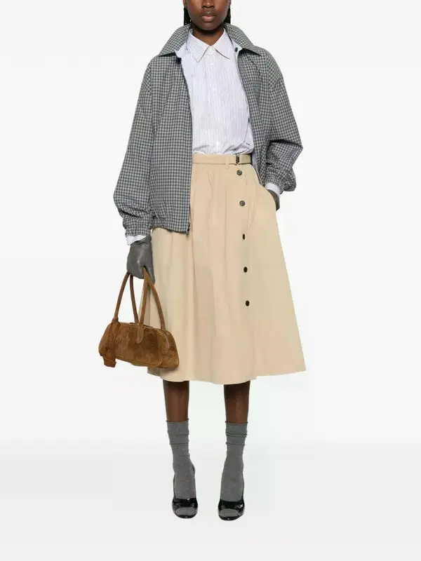 Prada Button Belted Midi Skirt