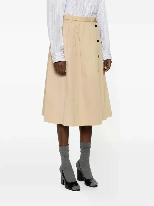 Prada Button Belted Midi Skirt