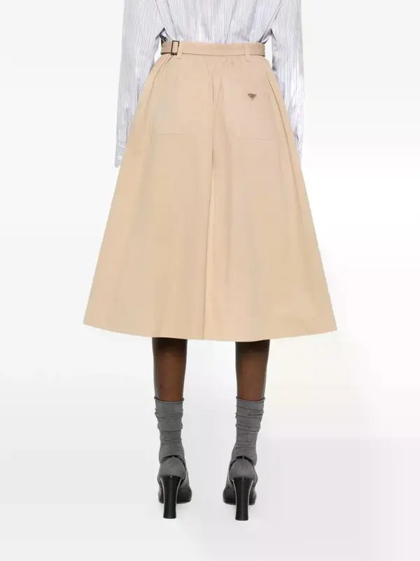 Prada Button Belted Midi Skirt