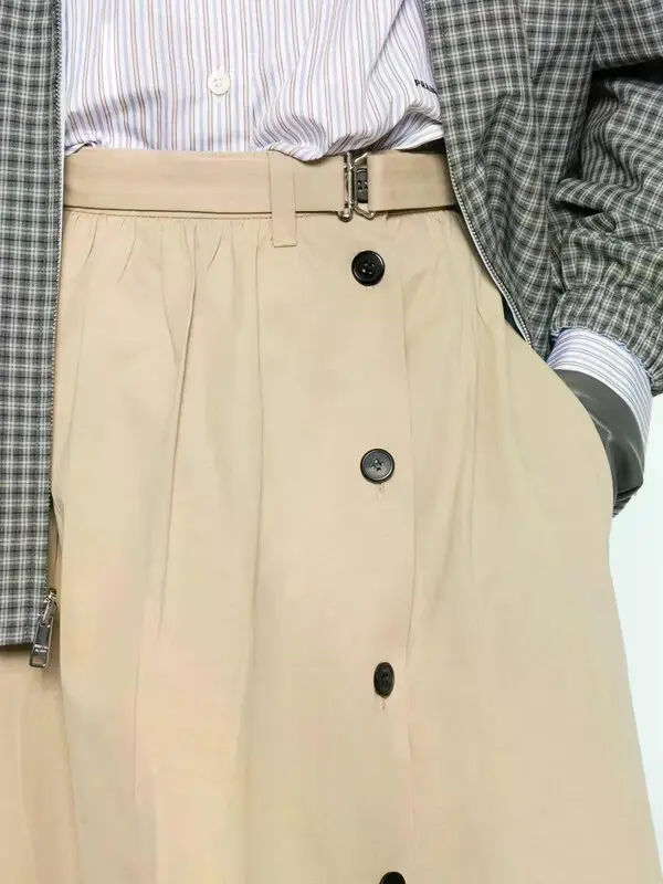 Prada Button Belted Midi Skirt