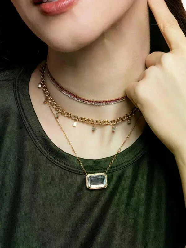 Shay Diamond And Topaz Portrait Necklace - Pink