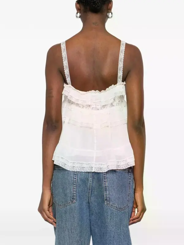 Alberta Ferretti Lace Ruffled Top