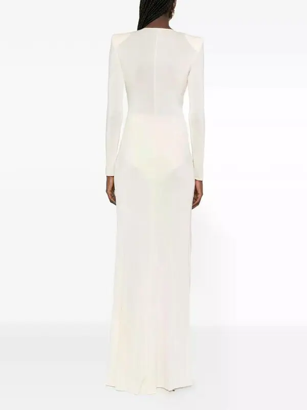 Elisabetta Franchi Long-sleeve V-neck Maxi Dress - Neutrals