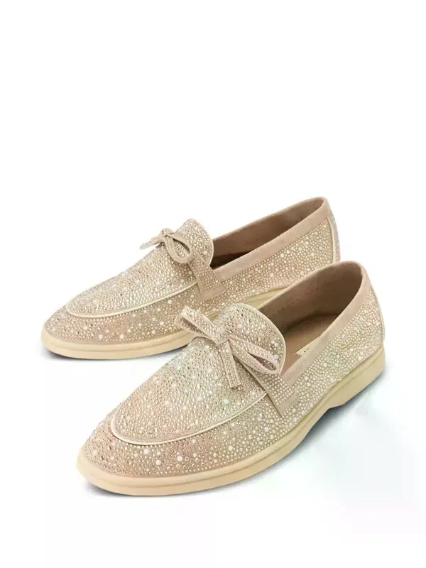 NICOLI Aurelia Embellished Bow Loafers - Neutrals