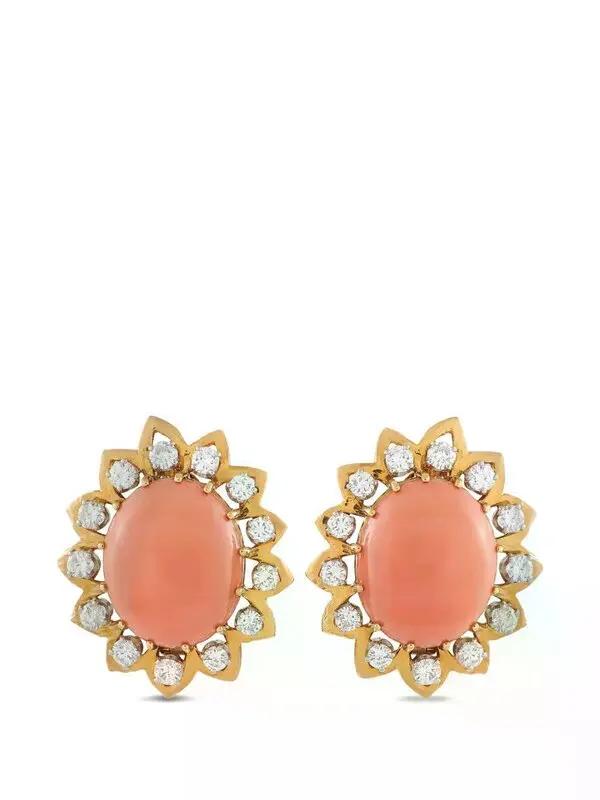 David Webb Diamond And Coral Clip-on Earrings - Gold