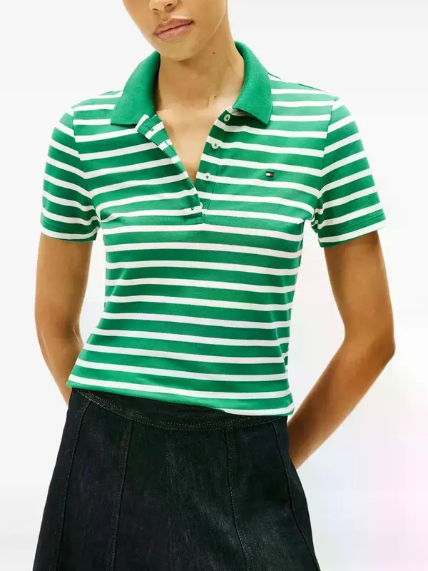 Tommy Hilfiger Striped Polo Top - Green