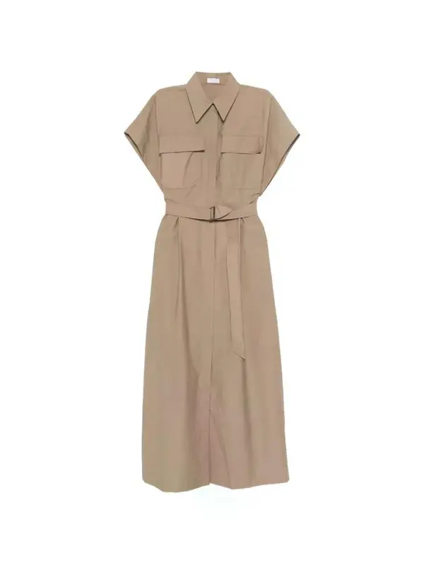 Brunello Cucinelli Pocket Belted Midi Dress - Neutrals