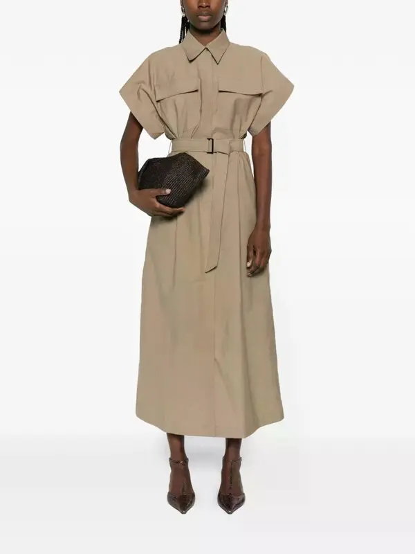 Brunello Cucinelli Pocket Belted Midi Dress - Neutrals