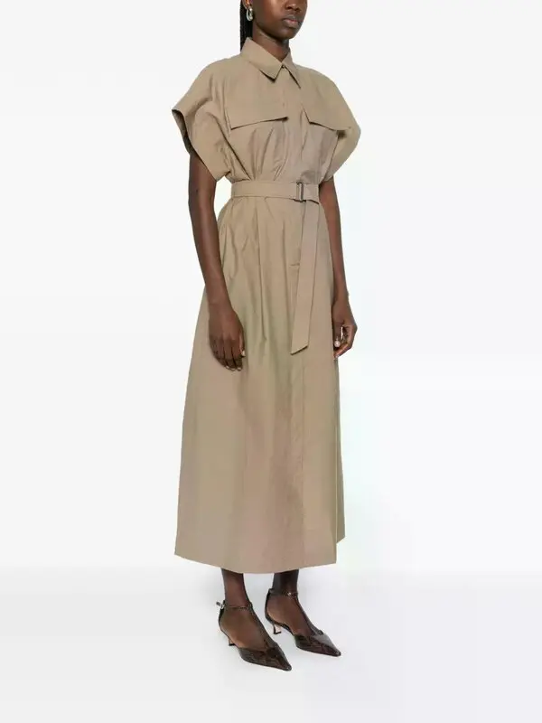 Brunello Cucinelli Pocket Belted Midi Dress - Neutrals