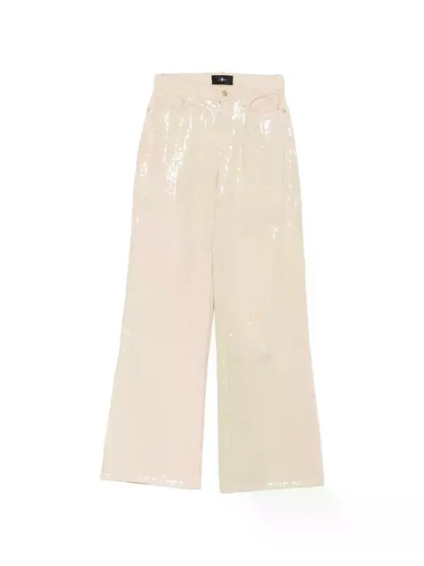 7 For All Mankind Lotta Wide Leg Jeans - Neutrals