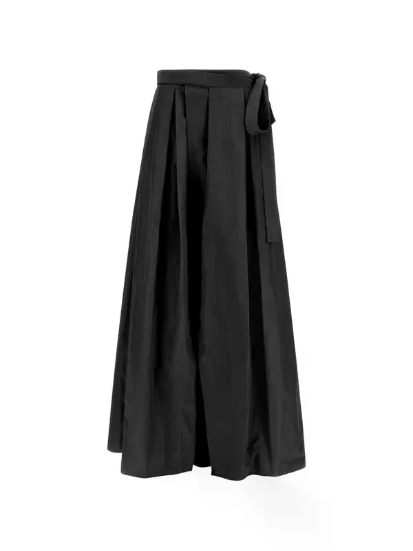 Pinko Long Wrap Taffeta Skirt With Bow Detail - Black