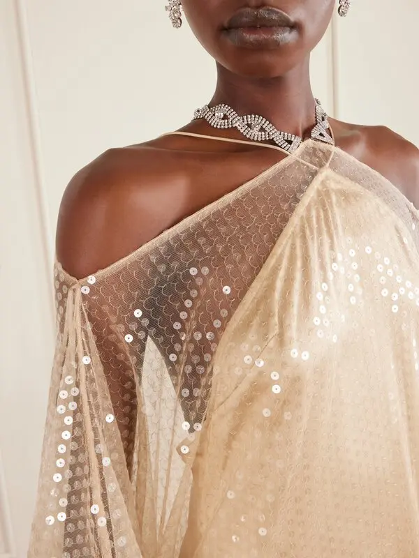 TALLER MARMO Sza Sza Disco Feather-trimmed Gown