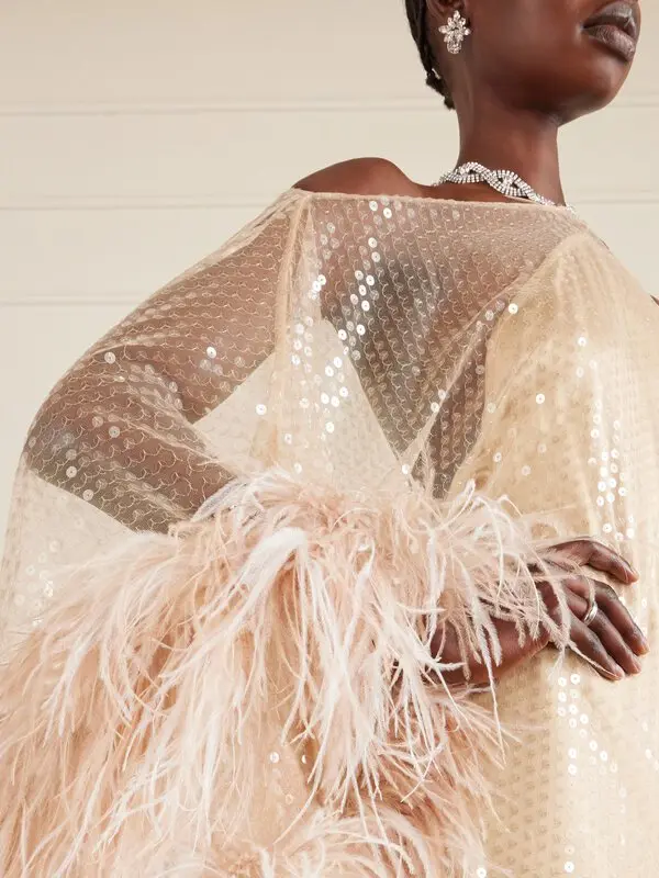TALLER MARMO Sza Sza Disco Feather-trimmed Gown