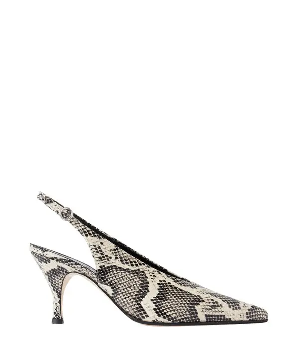 AeydĒ Carla Snake-effect Leather Slingback Pumps