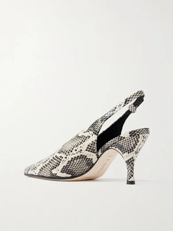 AeydĒ Carla Snake-effect Leather Slingback Pumps