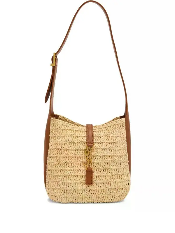 Saint Laurent Le 5 À 7 Raffia Shoulder Bag - Neutrals
