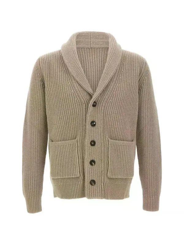 FILIPPO DE LAURENTIIS Shawl-collar Patch-pocket Cardigan - Grey