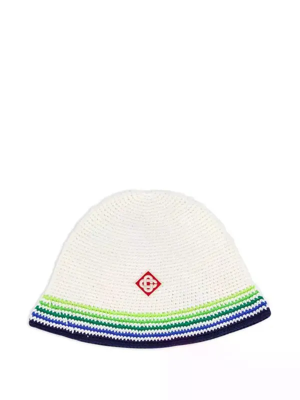 Casablanca Stripe Crochet Beanie - White