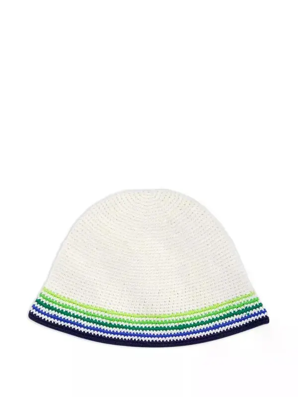 Casablanca Stripe Crochet Beanie - White