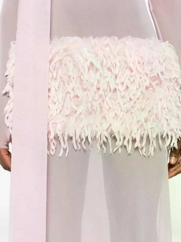 ATU BODY COUTURE Feather-trimmed Scarf-detail Maxi Dress - Pink