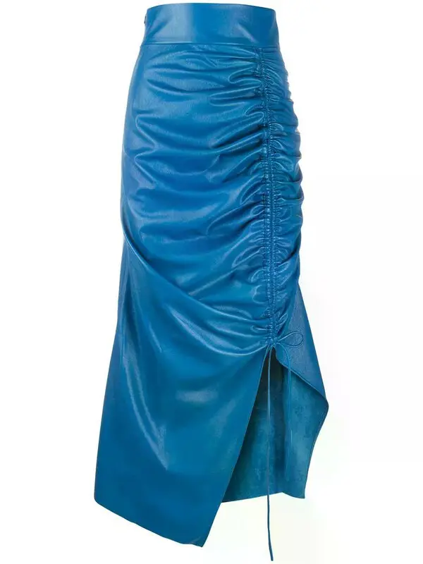Matériel Ruched Asymmetric Skirt