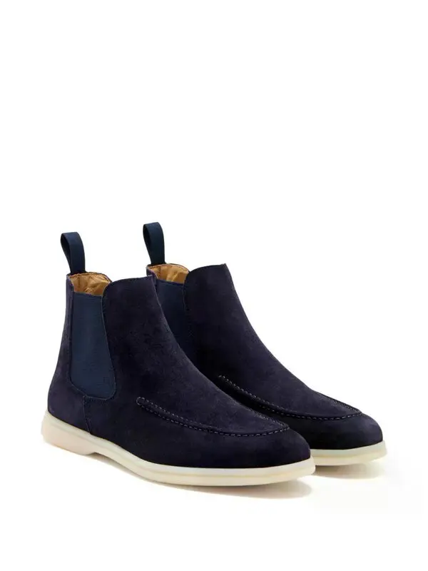 SCAROSSO Eugenia Topstitch Chelsea Boots - Blue