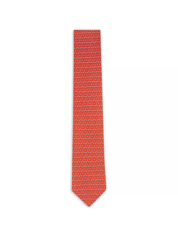 FERRAGAMO Printed Silk Neck Tie - Orange
